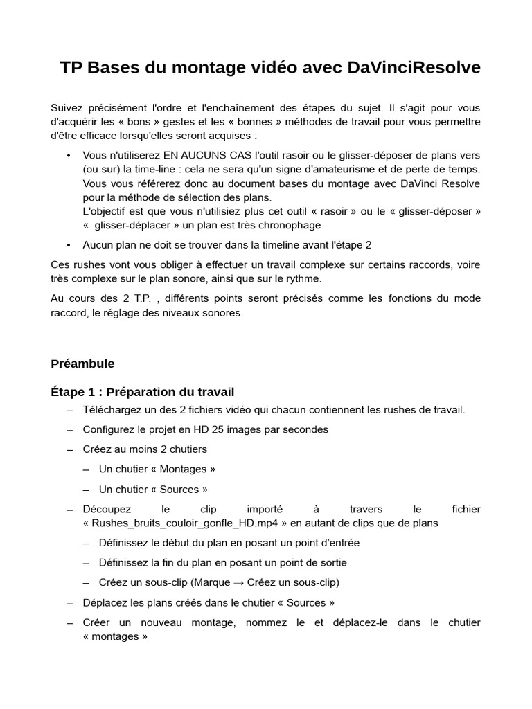 TP Montage Bases Du Montage | PDF