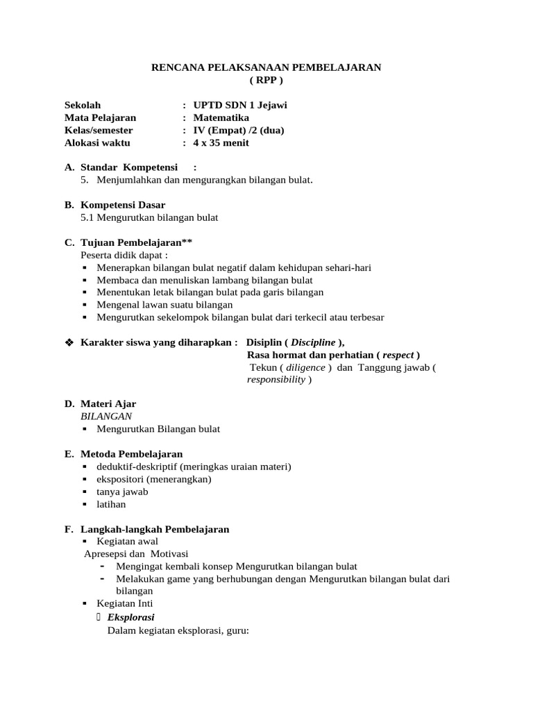 RPPMatematika 4 Sms 2 | PDF
