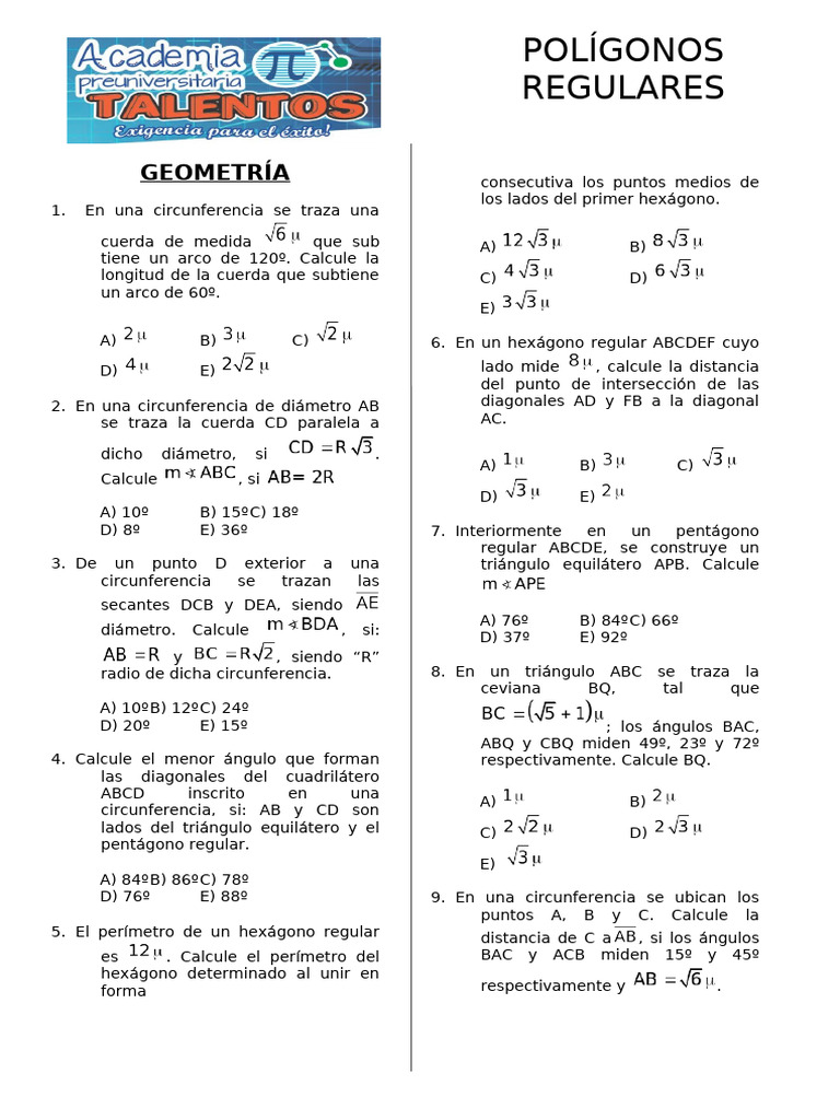 GEOMETRÍA Separata Poligonos Regulares | PDF