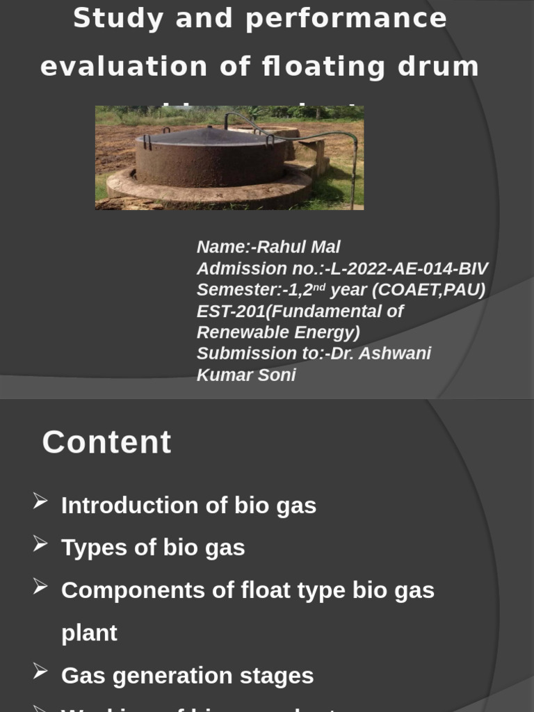 L-2022-AE-14-BIV-Study and Performance Evaluation of Floating Drum Biogas Plant | PDF