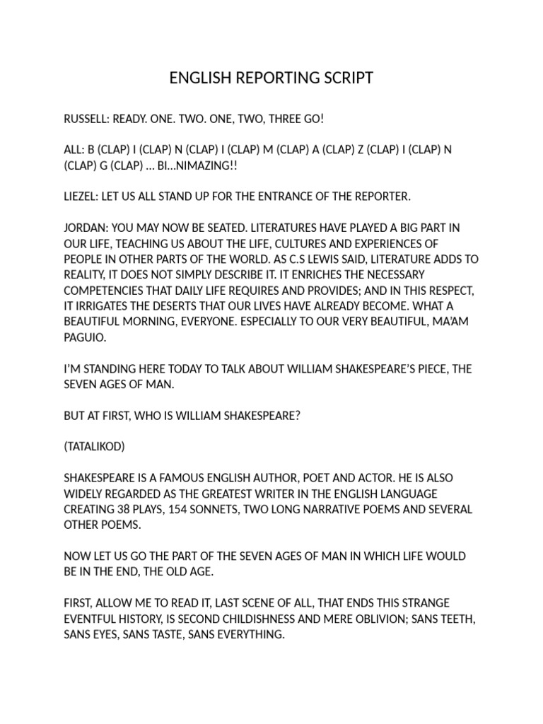 English Reporting Script | PDF
