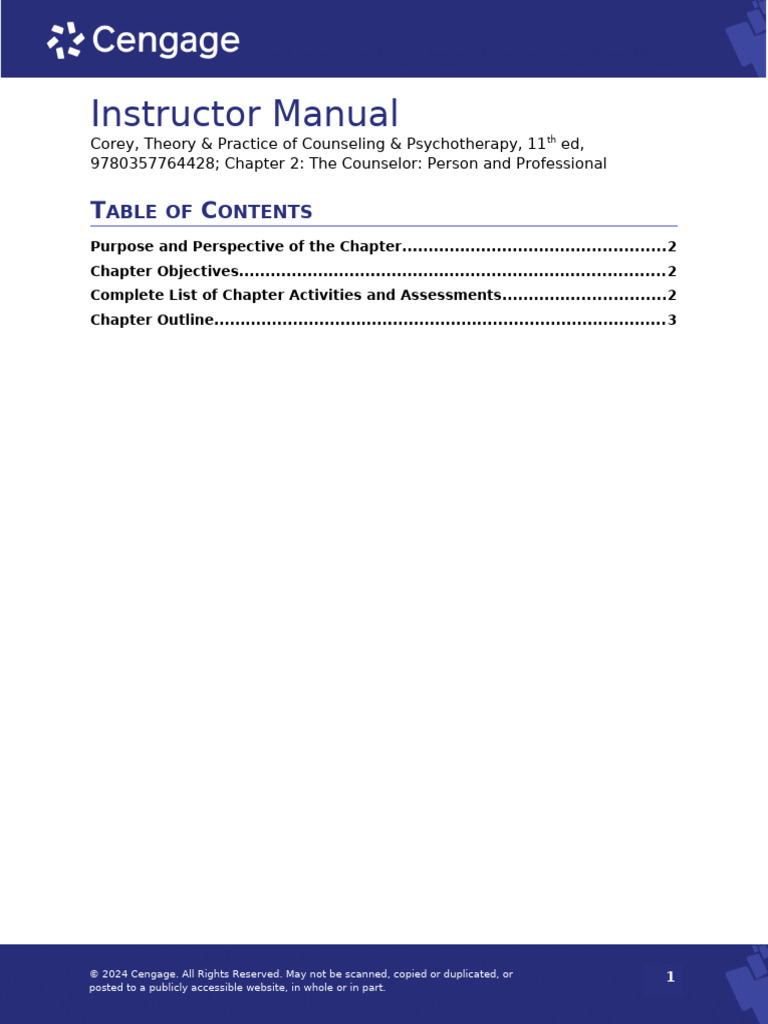Corey - Theory and Practice of Counseling and Psychotherapy - 11e - IM - CH02 | PDF ...