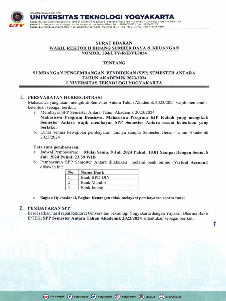 304 - Surat Edaran SPA, SPP Semester Antara | PDF