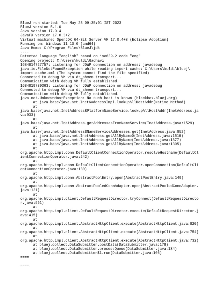 Bluej Debuglog | PDF