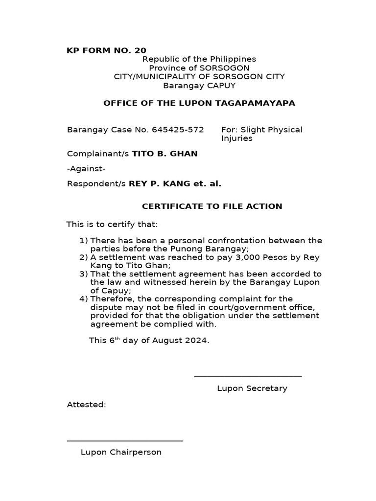 P - Barangay CFA | PDF