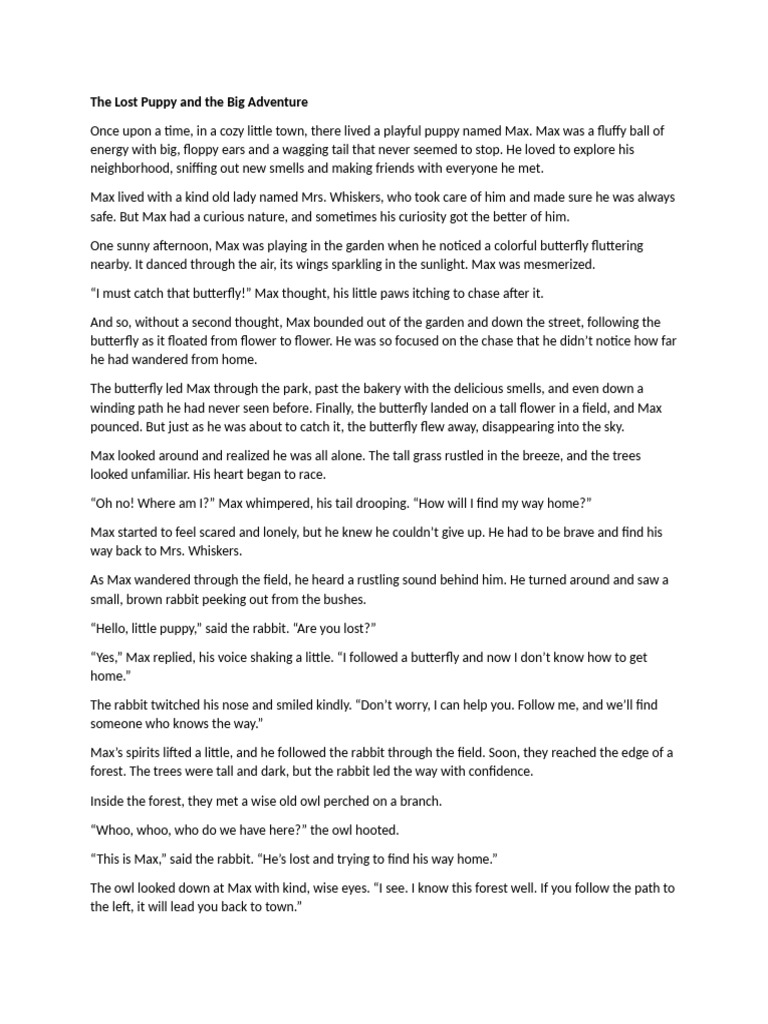 The Lost Puppy and The Big Adventure | PDF