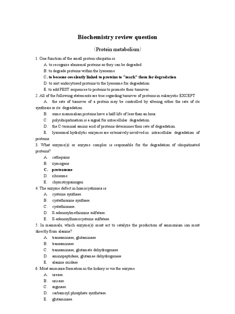 Protein and Nucleotide Metabolism Quiz | PDF | Rna | Translation (Biology)