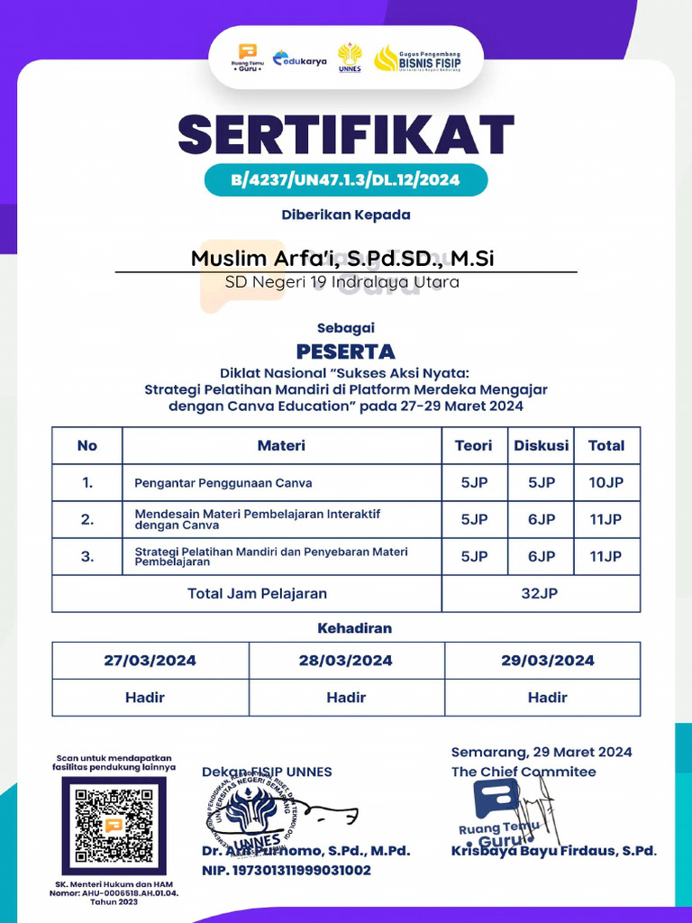 Sertifikat Canva Muslim Arfa'i | PDF