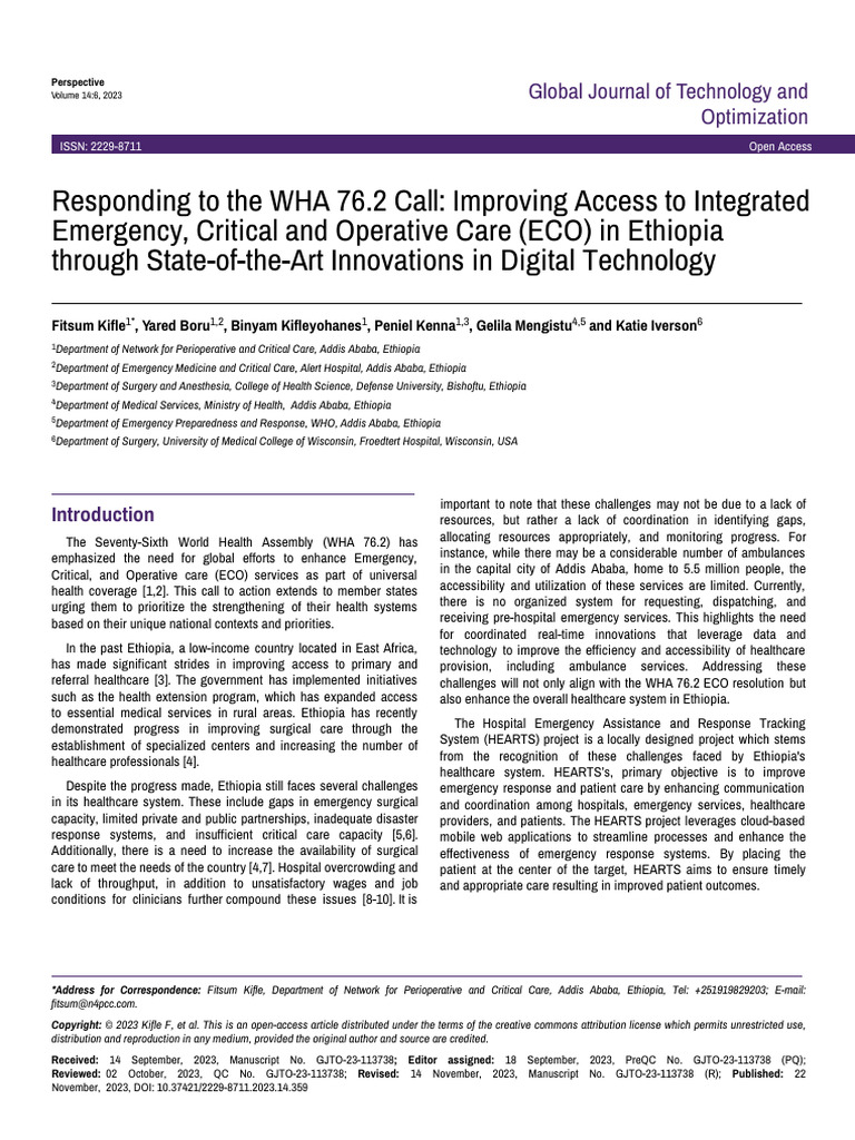 Responding To The Wha 762 Call Improving Access To Integrated Emergency ...