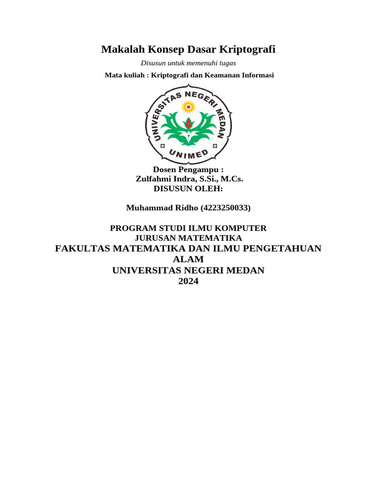 Makalah Konsep Dasar Kriptografi | PDF