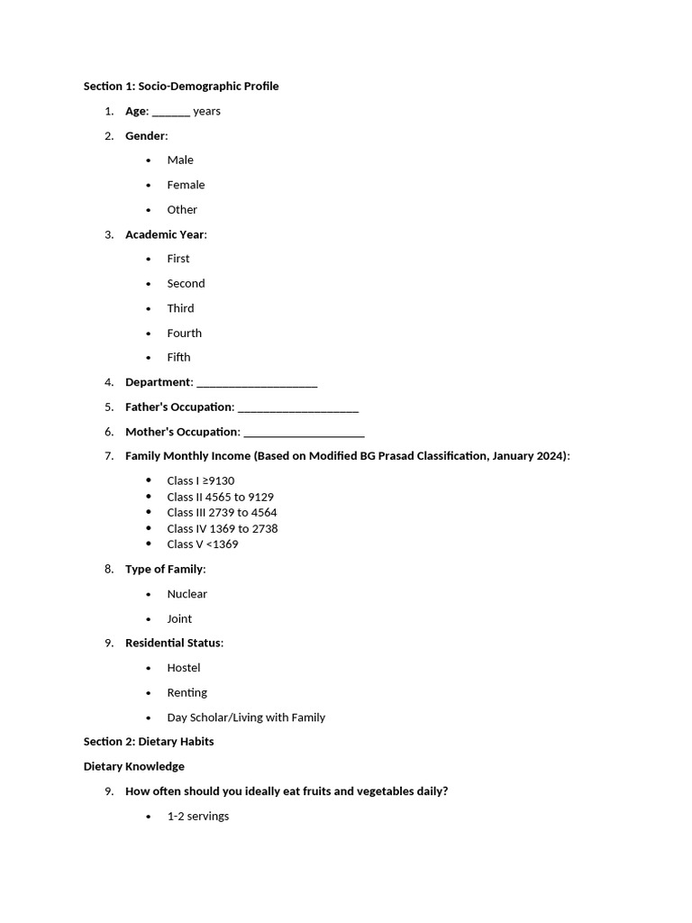 Questionairre | PDF