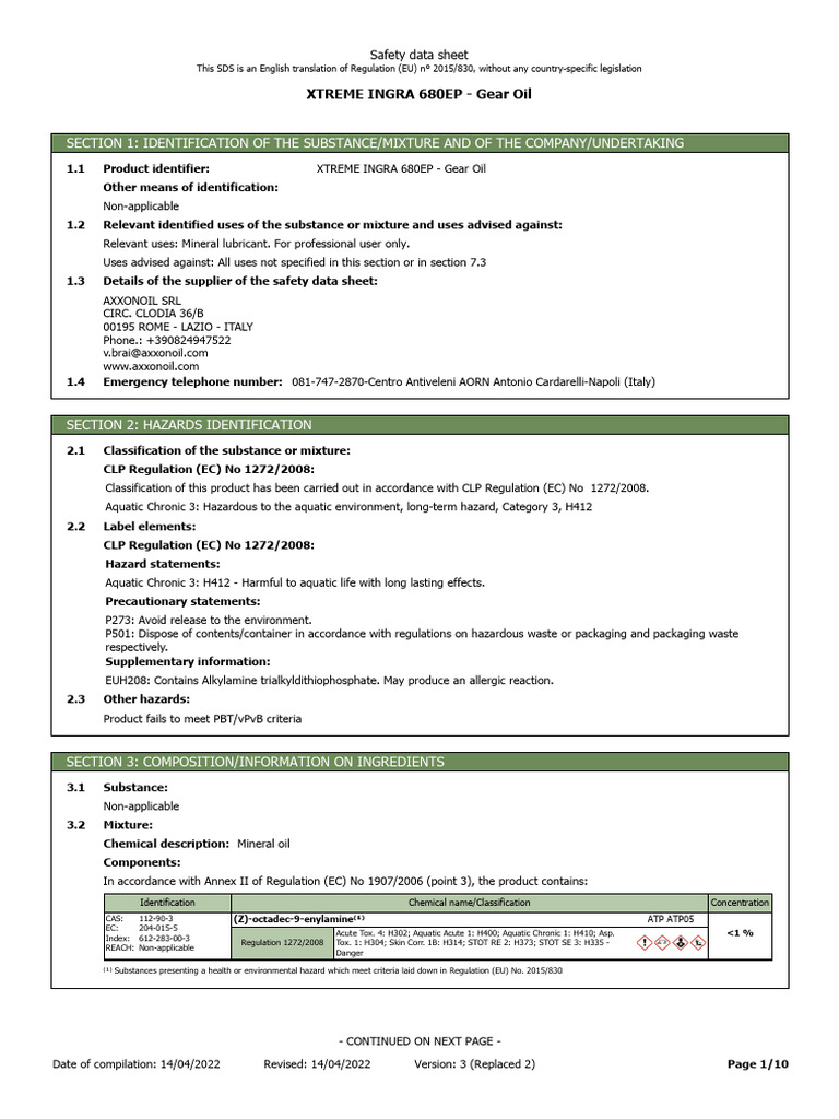 Xtreme_INGRA_680EP_SafetySheet_REV03_EN | PDF