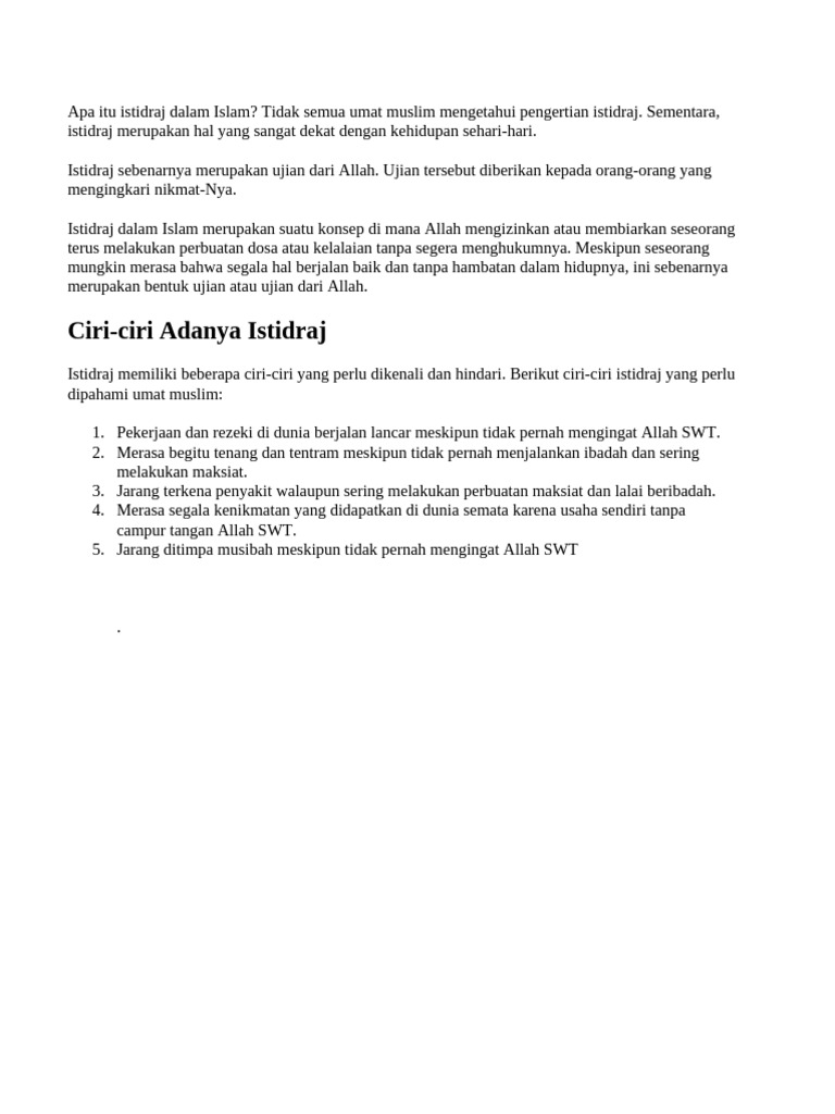 Apa Itu Istidraj Dalam Islam | PDF
