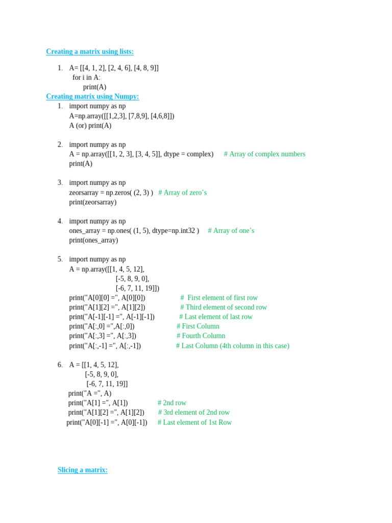 Python Matrices | PDF