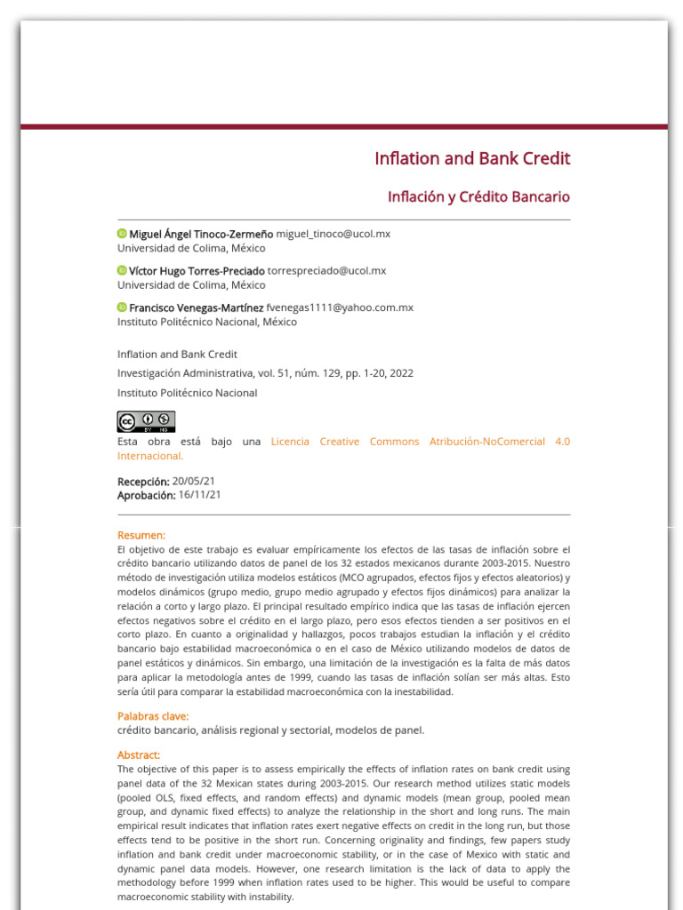 Inflation and Bank Credit | PDF