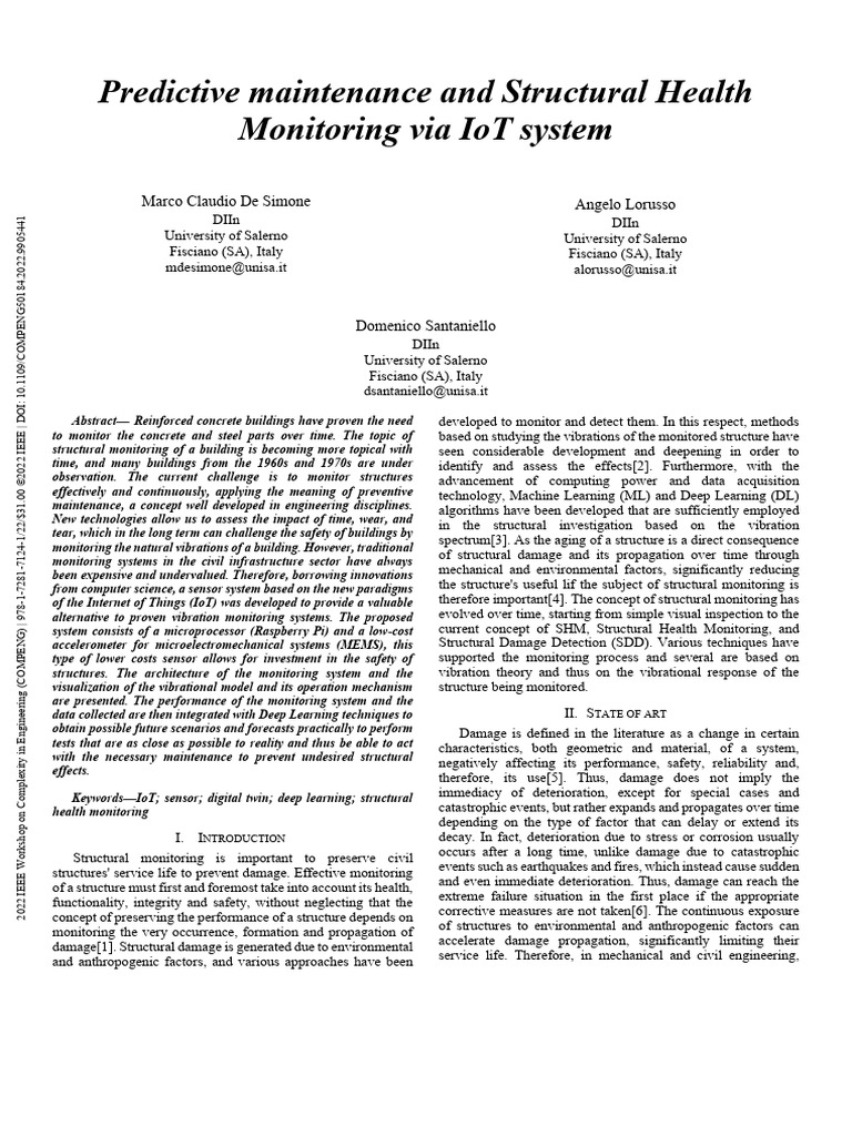 Predictive Maintenance and Structural Health Monitoring Via IoT System ...