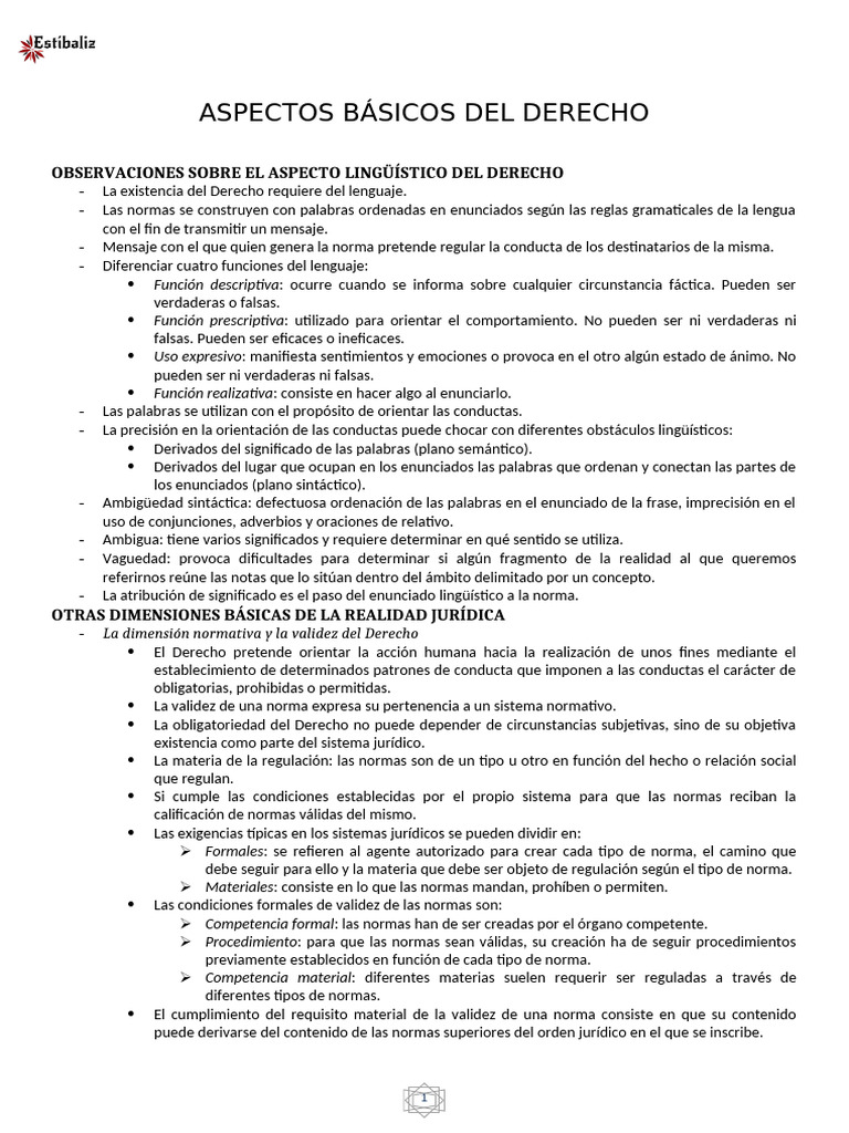 Tema 1 - Aspectos Básicos Del Derecho | PDF