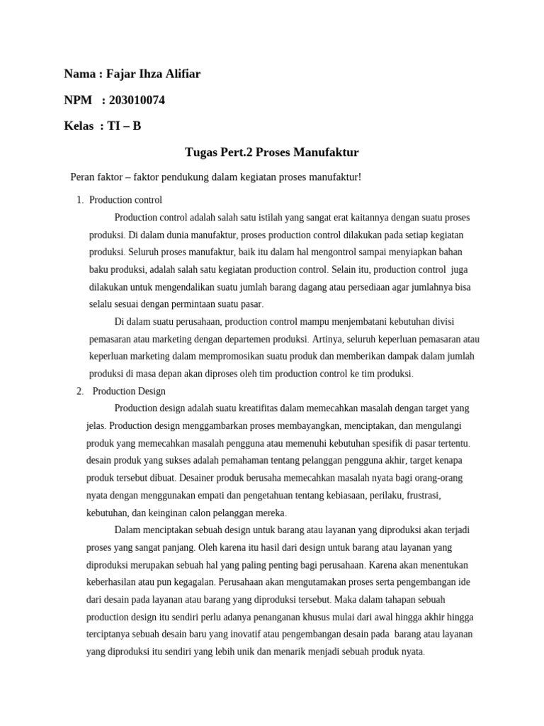 Tugas Pert.2 Proses Manufaktur | PDF