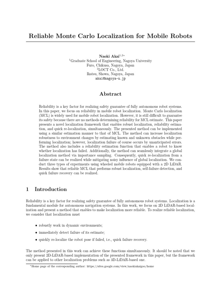 Reliable Monte Carlo Localization For Mobile Robots Pdf 8573