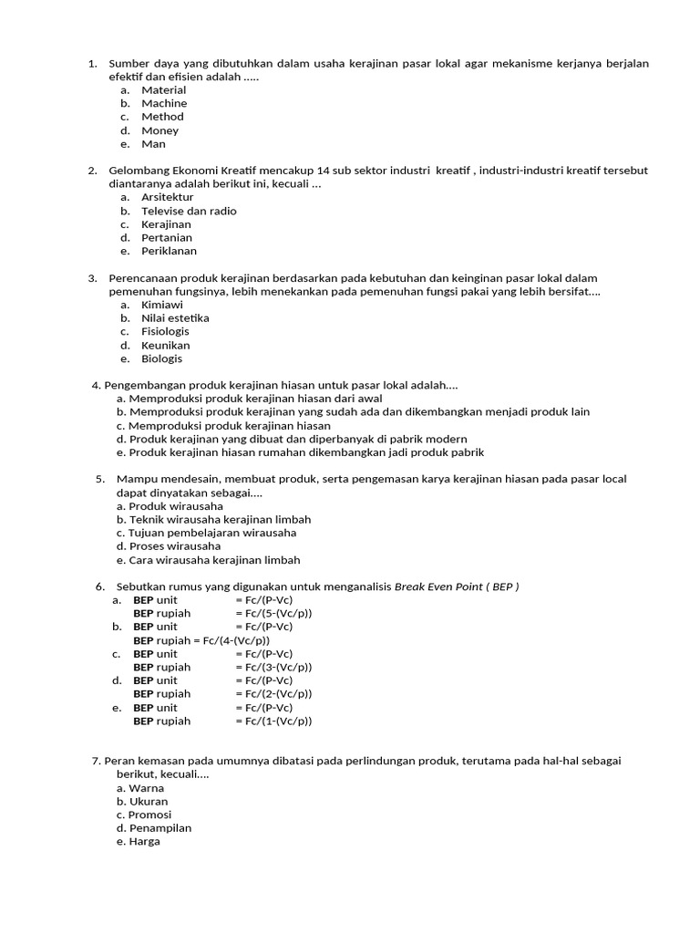 Soal Susulan Psaj Pkwu 2024 | PDF