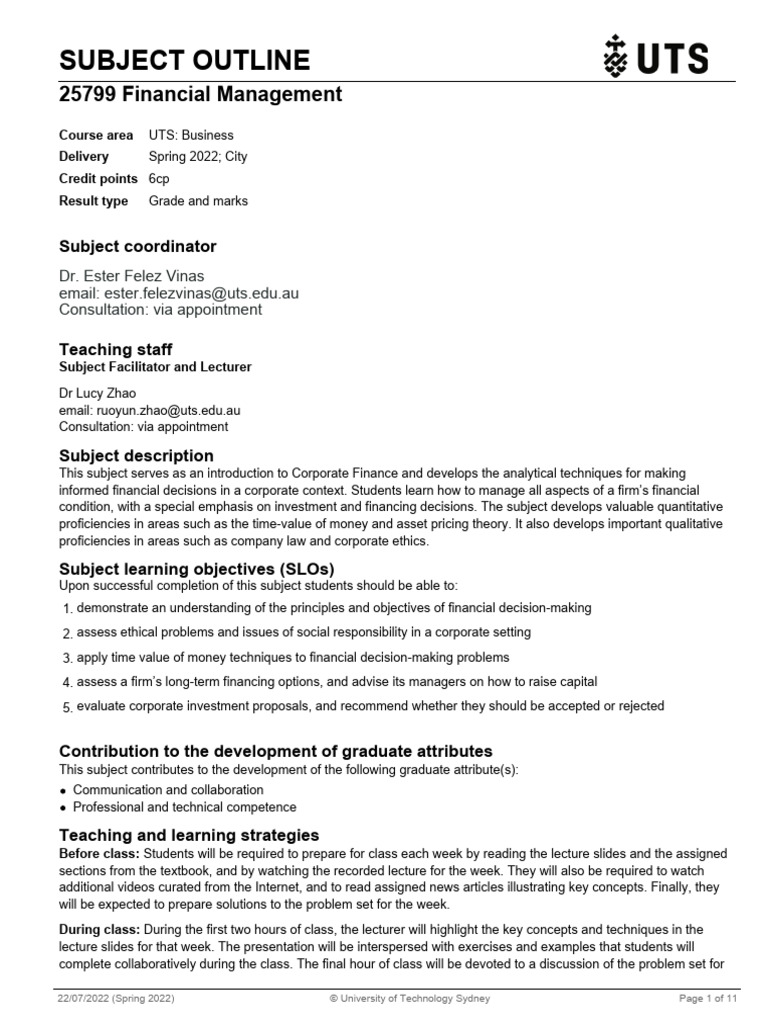 Subject Outline | PDF