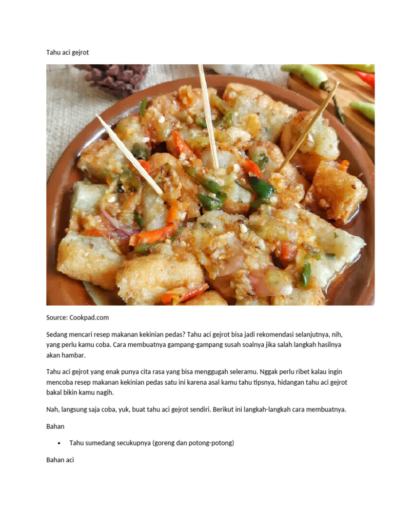 Tahu Aci Gejrot | PDF