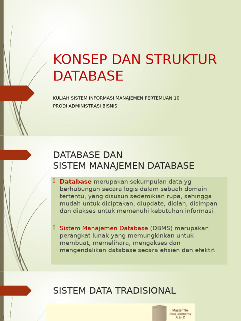 Kuliah SIM Pertemuan 10 Konsep Dasar Dan Struktur Database | PDF