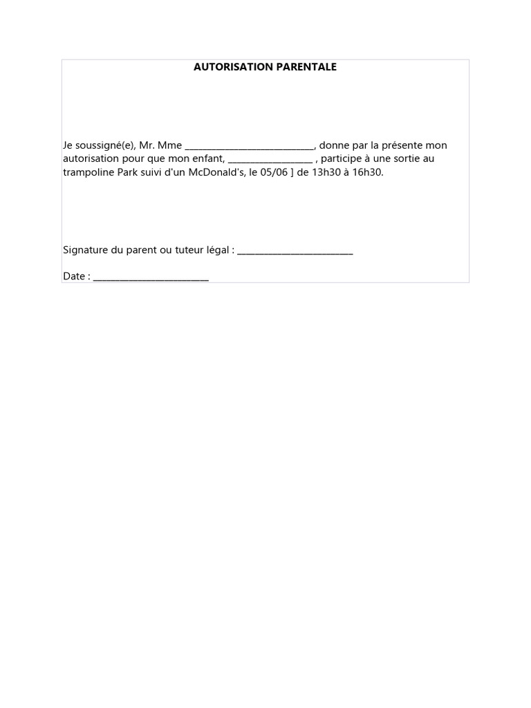 Autorisation Parental | PDF