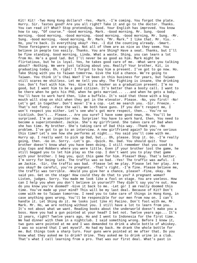 A Better Tomorrow (1986) - Full Transcript | PDF