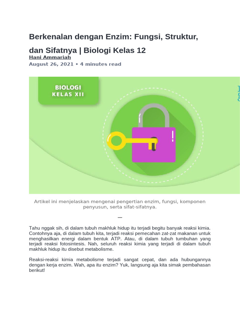 Berkenalan Dengan Enzim | PDF