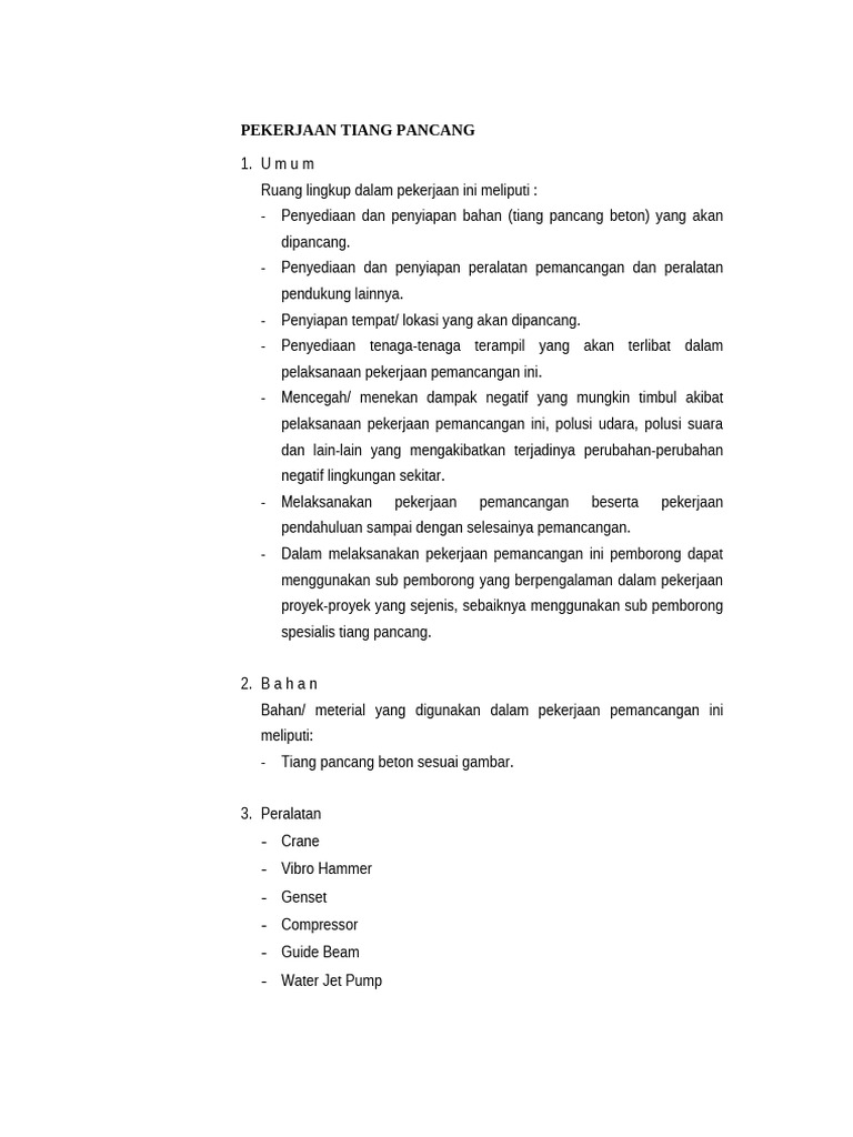 Spec Tiang Pancang | PDF