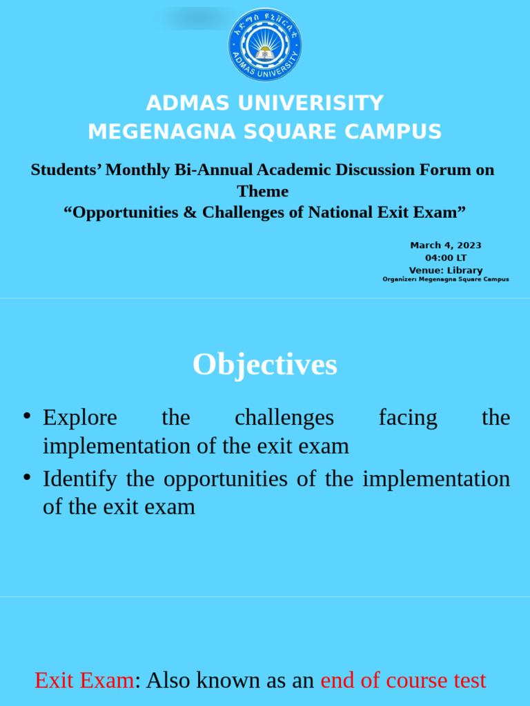 Opportunities & Challenges of Exit Exam | PDF | Ethiopia