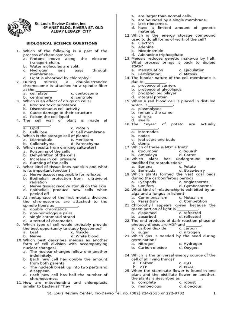Biology Questions | PDF