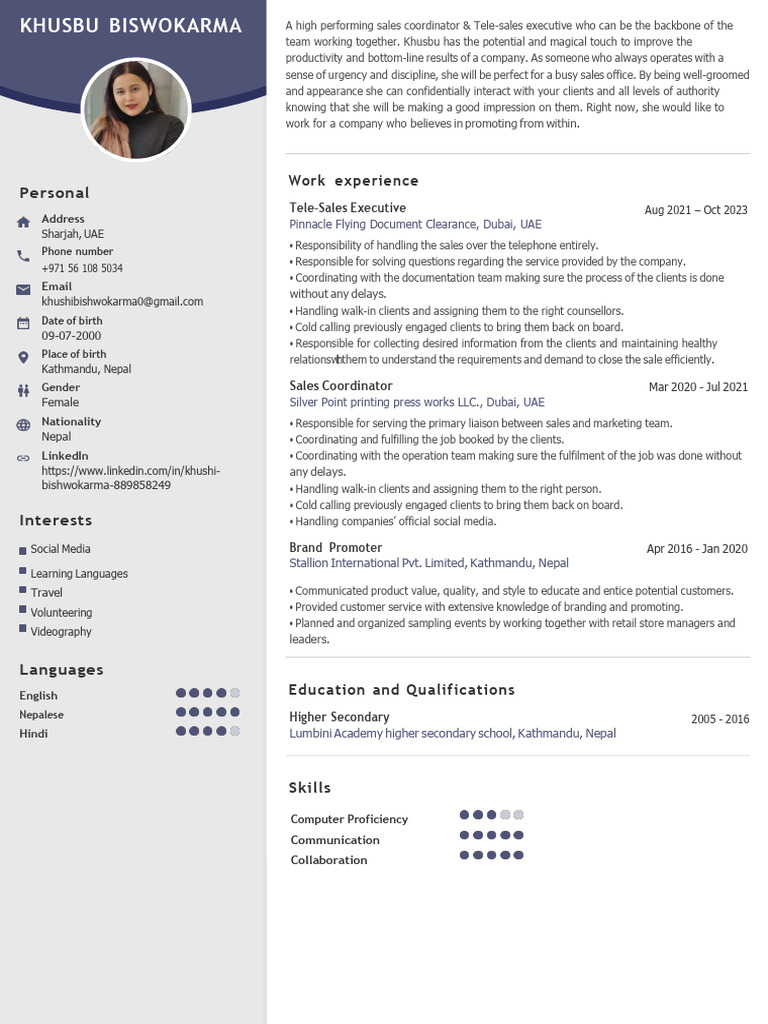 Resume Khushi Bishwokarma | PDF