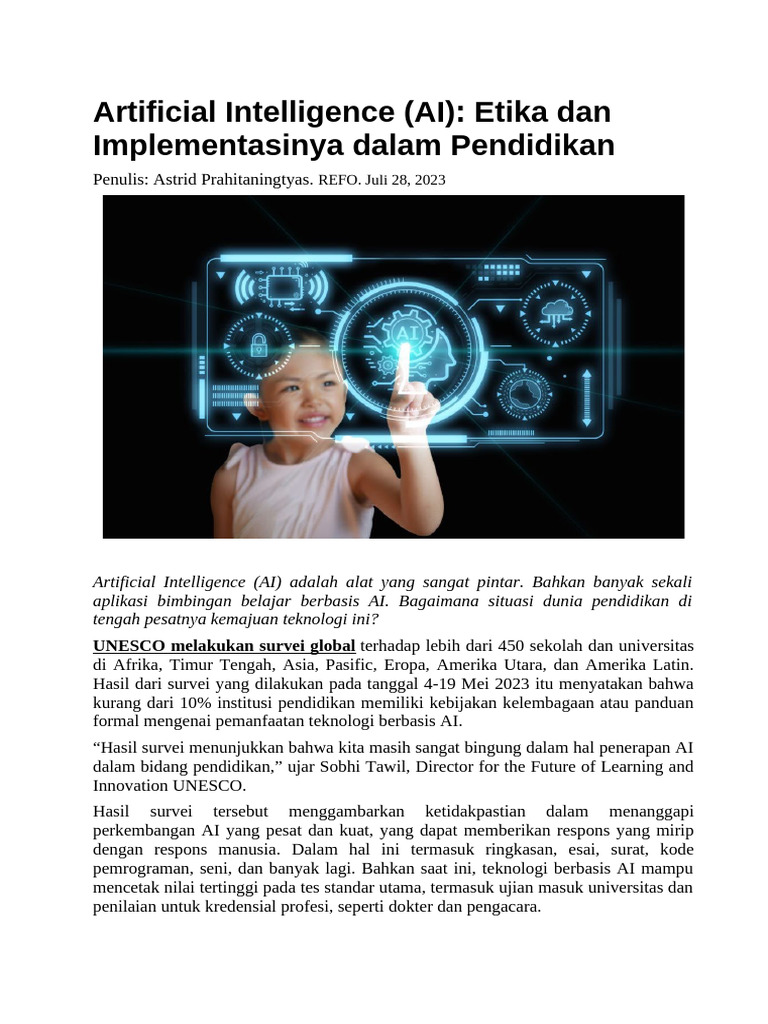 Artificial Intelligence (AI) - Etika Dan Implementasinya Dalam Pendidikan | PDF