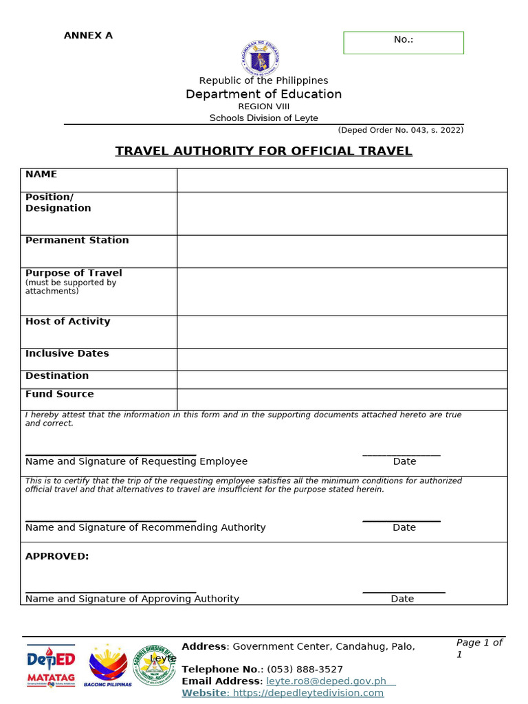 Updated Travel Order | PDF
