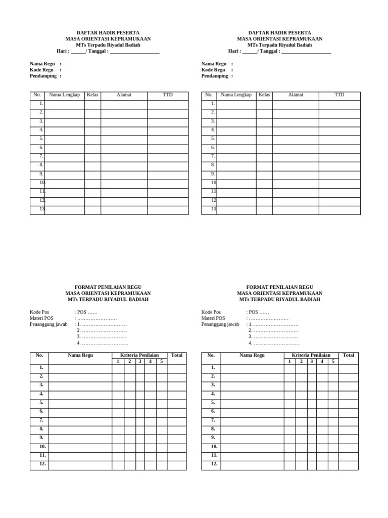 Daftar Hadir Peserta Mok T.2024 | PDF