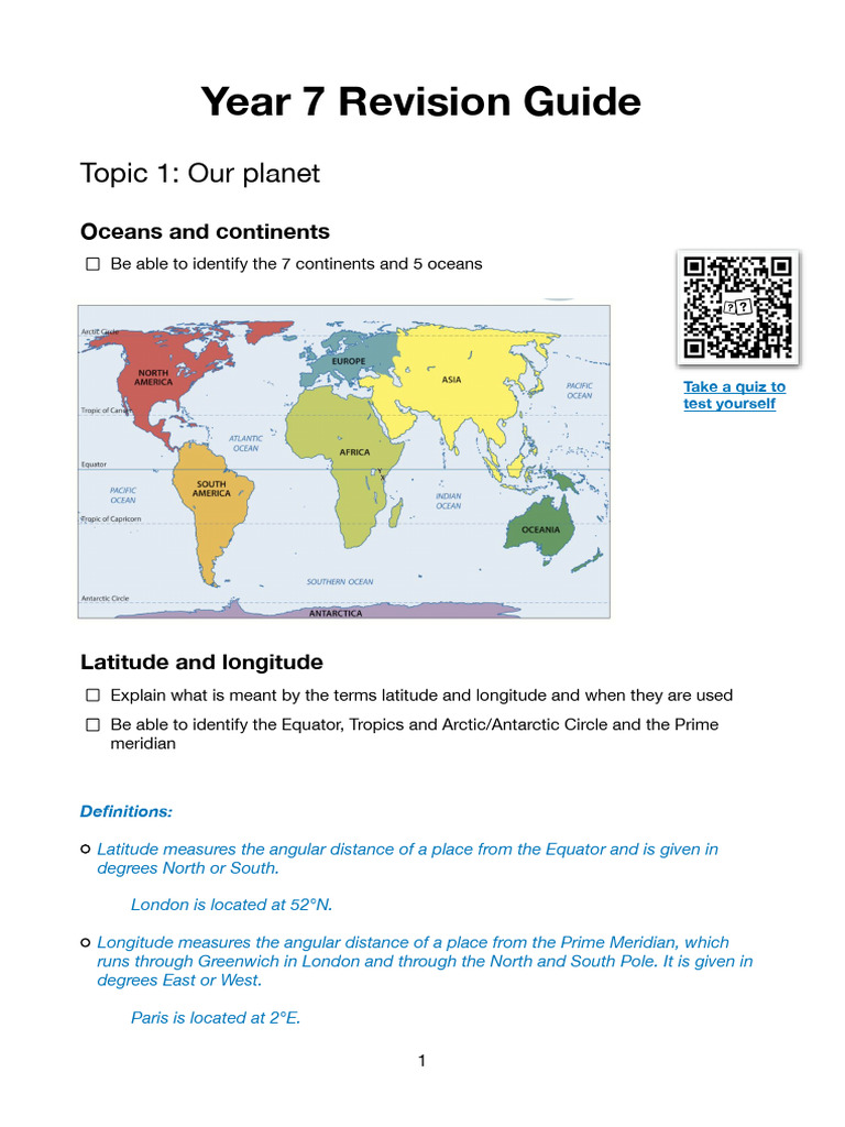 Year 7 Georevision | PDF