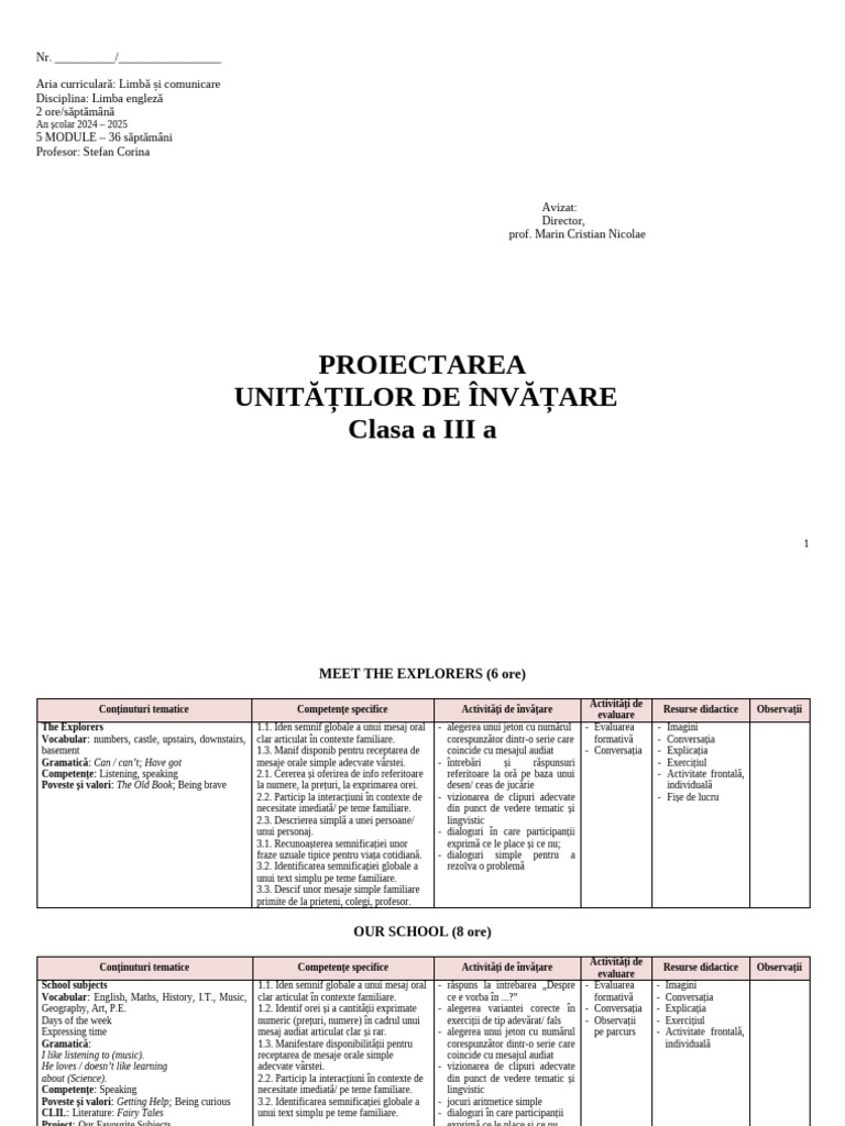 Planificare Clasa A III-a Artklet | PDF