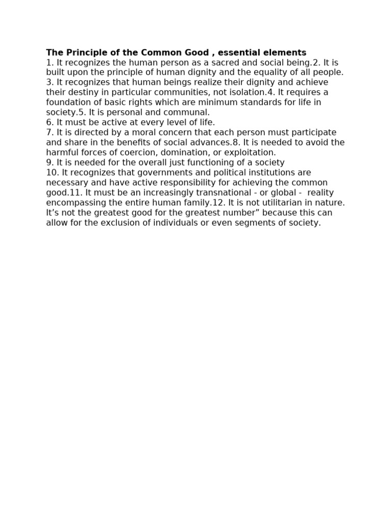 The Principle of The Common Good | PDF