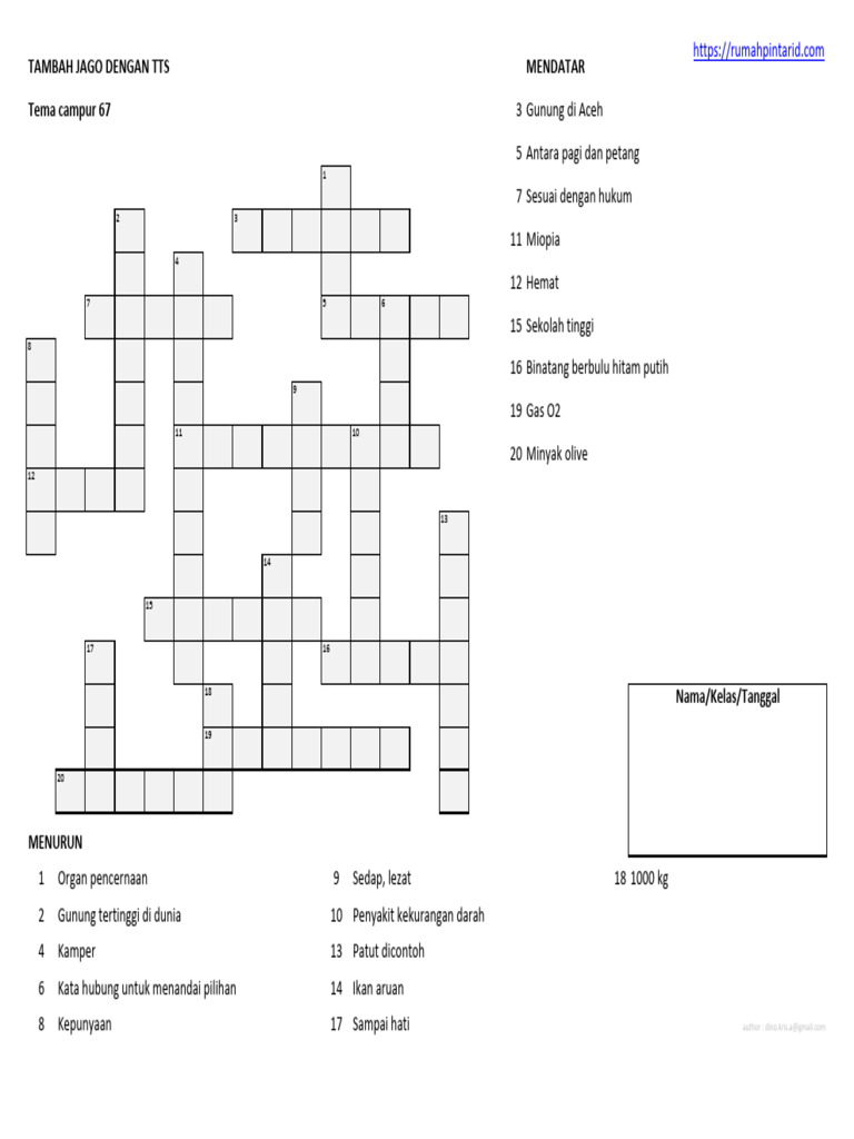 Soal Soal TTS Campuran 67 | PDF