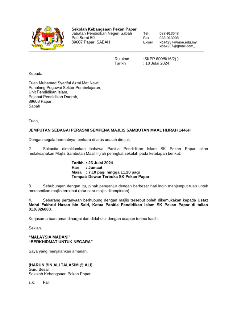 Surat Jemputan PPD 2024 | PDF