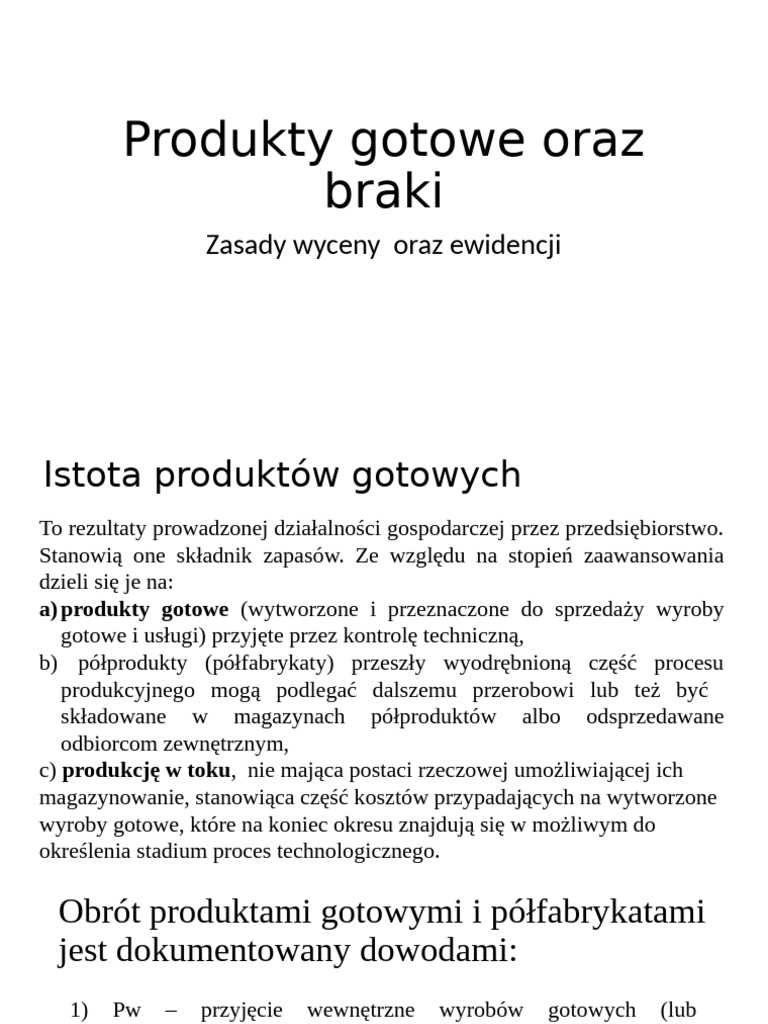Produkty Gotowe Oraz Braki | PDF