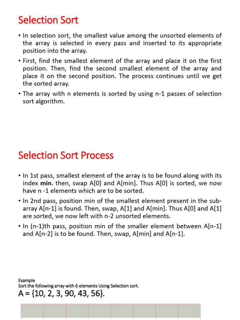 Selection Sort | PDF