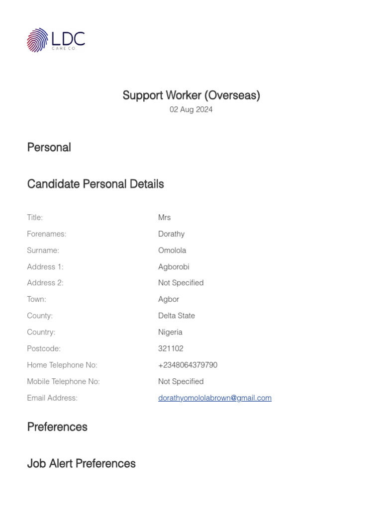 Print Profile - LDC Care | PDF