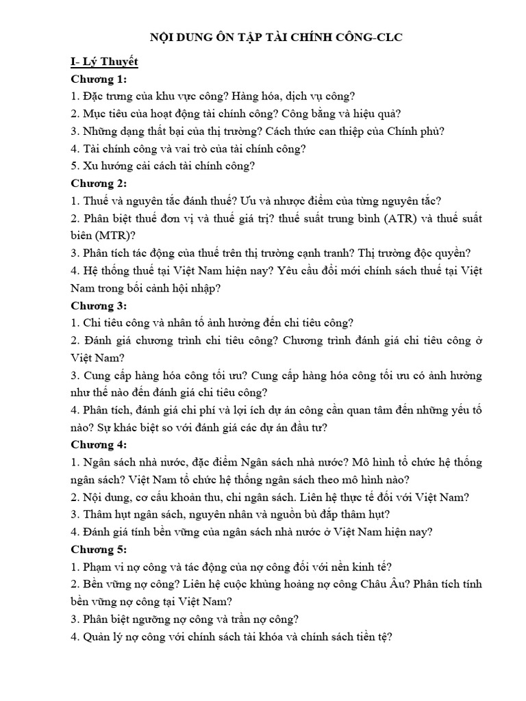 NỘI DUNG ÔN TẬP TCC CLC | PDF