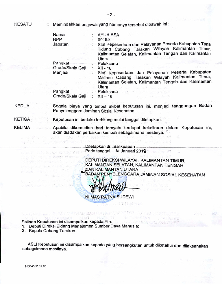 SK Staf KPP Kab Malinau | PDF