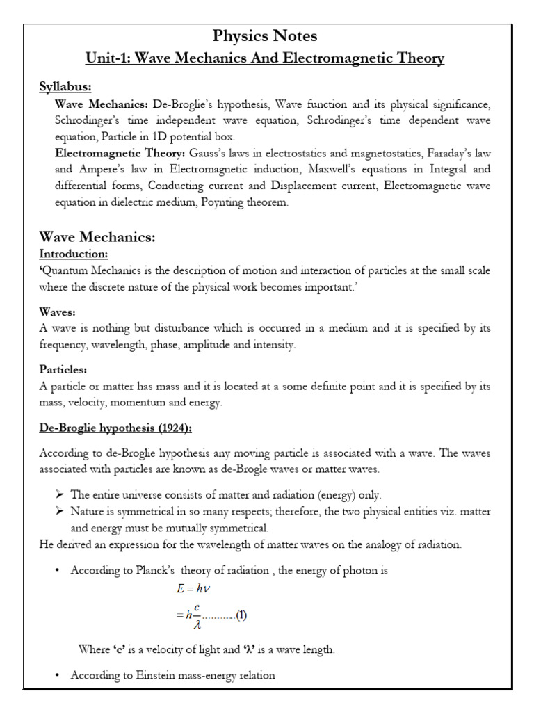 Unit-1 PDF Phy Notes | PDF