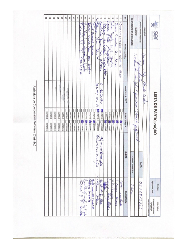 Lista de Participaçao | PDF