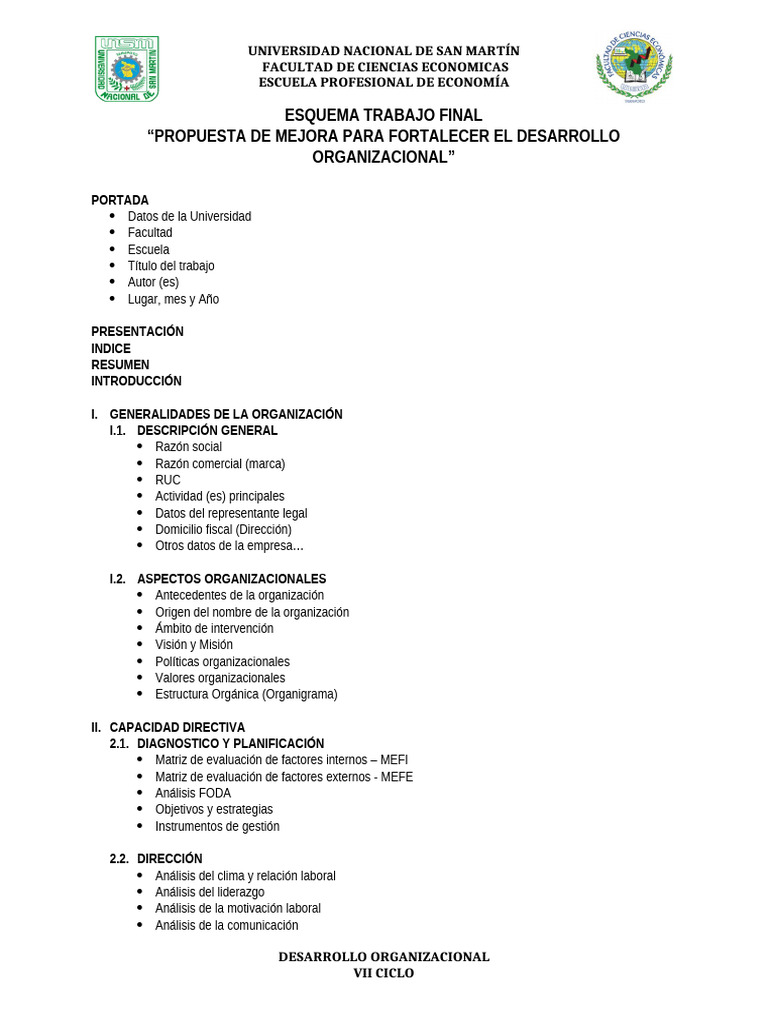 Esquema de Trabajo Final | PDF